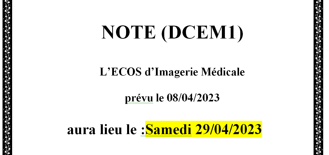 Medecine Sousse - NOTE (DCEM1)